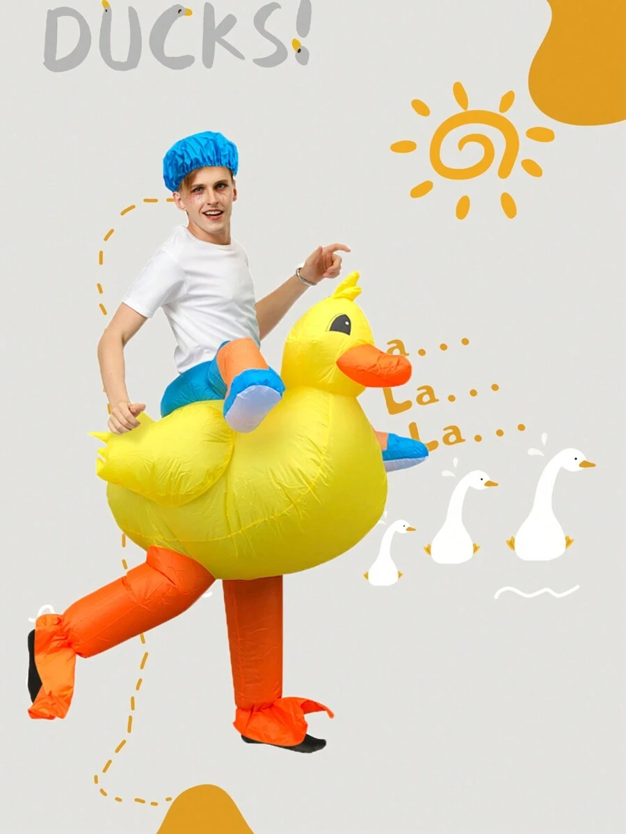 Inflatable Yellow Duck Costume Hen Stag Night Animal Fancy Dress (Adult ...