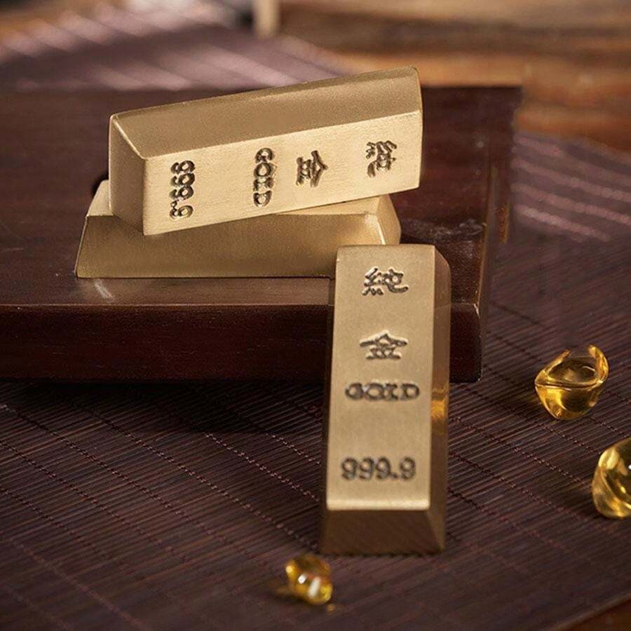 Simulated Gold Bar, Solid Brass Ornament, Fake Gold Brick, Gold Prop ...