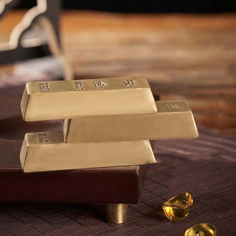 Simulated Gold Bar, Solid Brass Ornament, Fake Gold Brick, Gold Prop ...