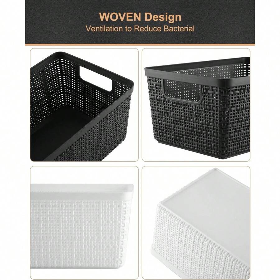 Plastic Storage Bins 6 Packs-Storage Baskets For Organizing, Woven ...
