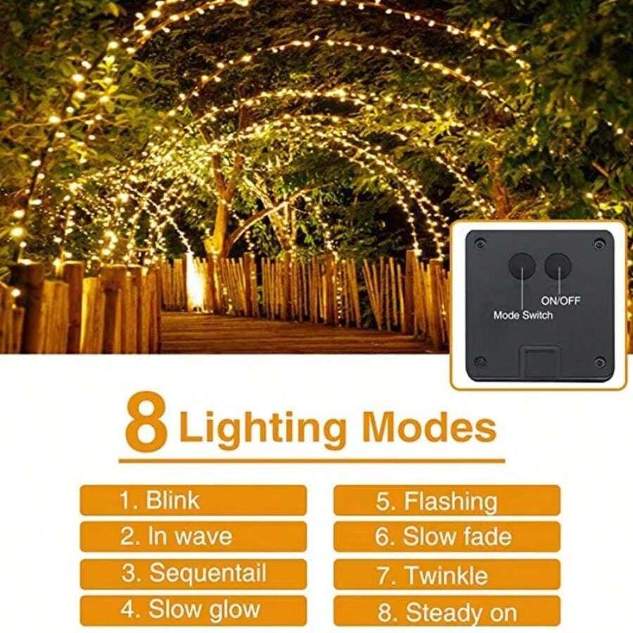 100LED 8 Lighting Modes, Solar Lights, Outdoor Courtyard Lights ...