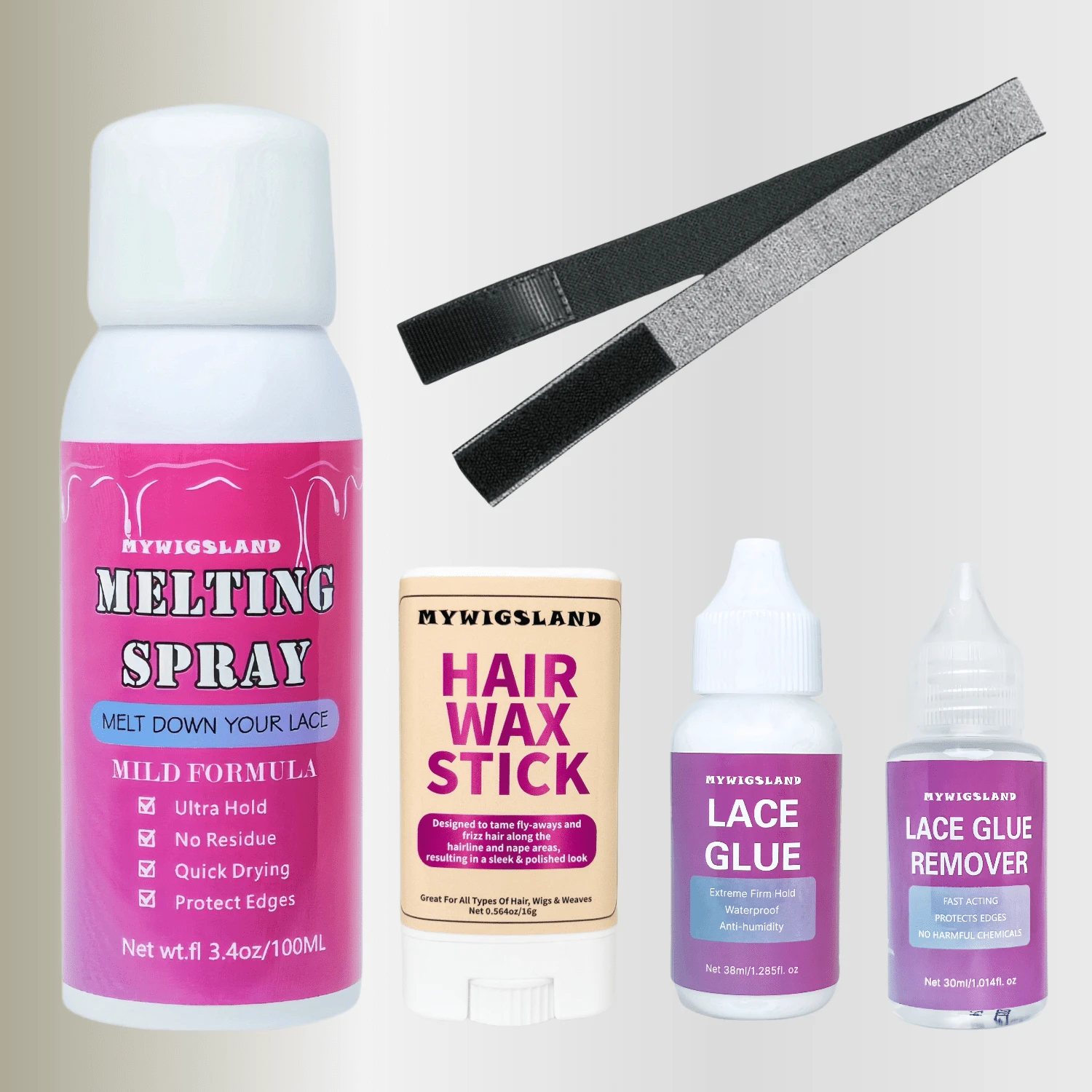 5pcs Wig Kit For Lace Wig Install, Lace Melting Spray For Glueless Wig ...