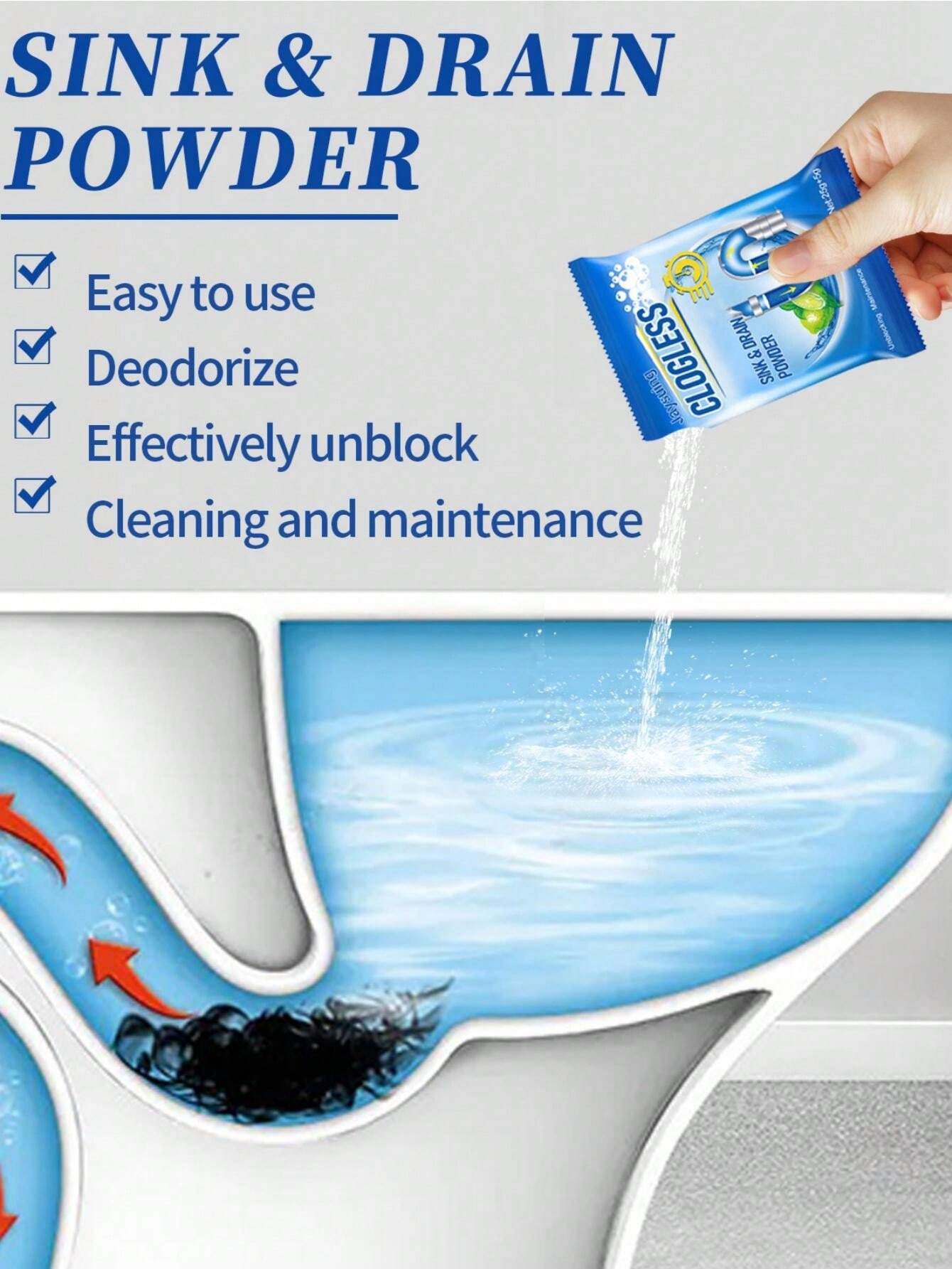 Clogged Drainage Pipe Removal Powder Sewer Toilet Kitchen Clogged Pipe ...