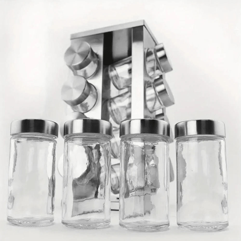 Steel Spice Rack Square Revolving Stainless Space Saving Kitchen ...