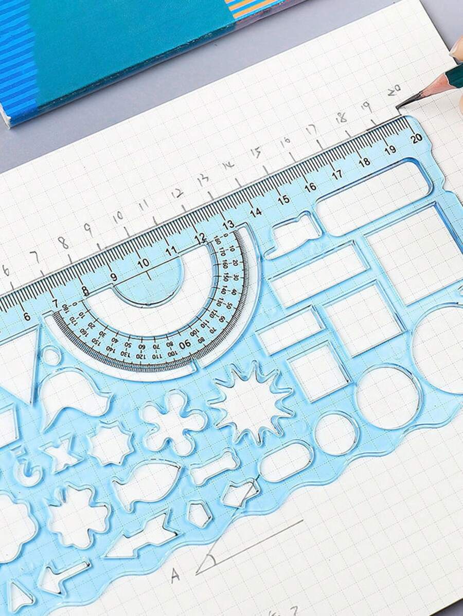 3pcs/Set Ruler Set - Includes 20cm Flexible Drawing Ruler, Transparent ...
