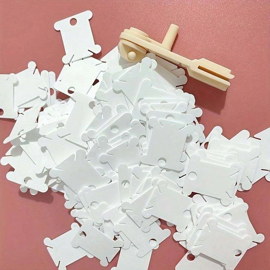 200pcs Plastic Embroidery Floss Bobbins, Embroidery Thread Card For ...