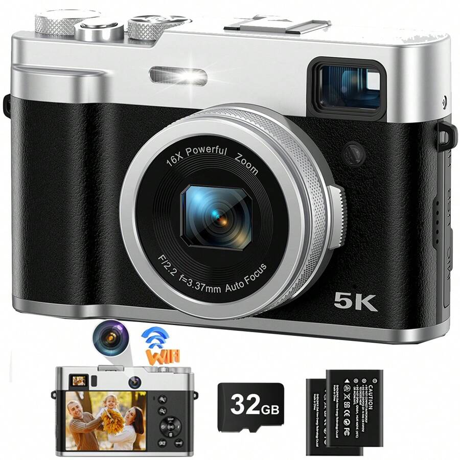 5K Digital Camera With Auto Focus, WiFi, 48MP, Vlogging Camera, 16X ...