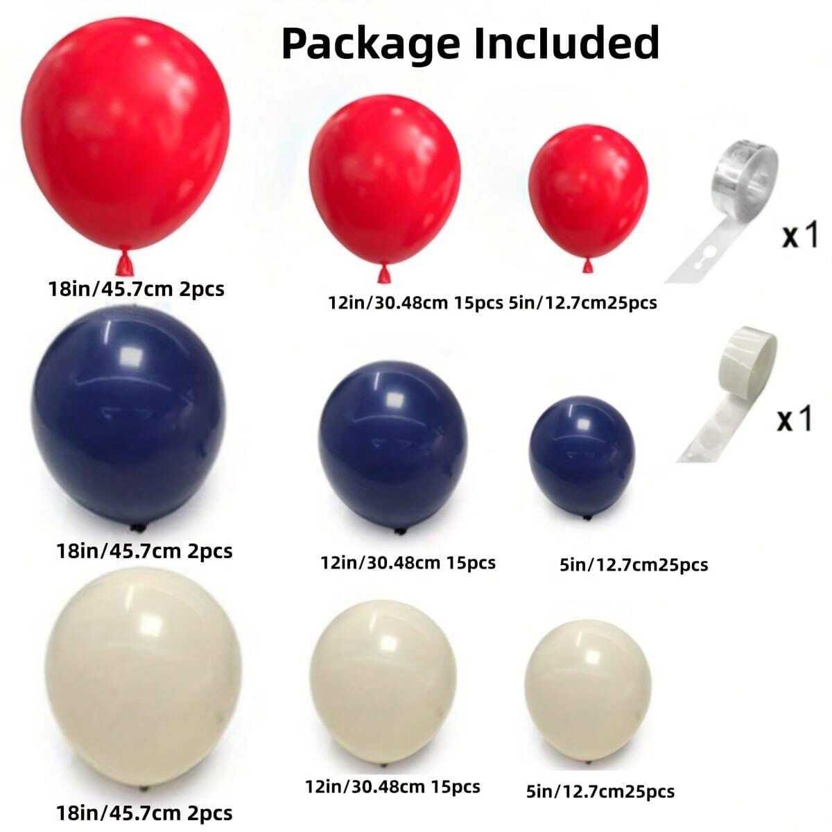 128pcs Navy Blue And Red Balloon Set, Including Sand And White Color ...