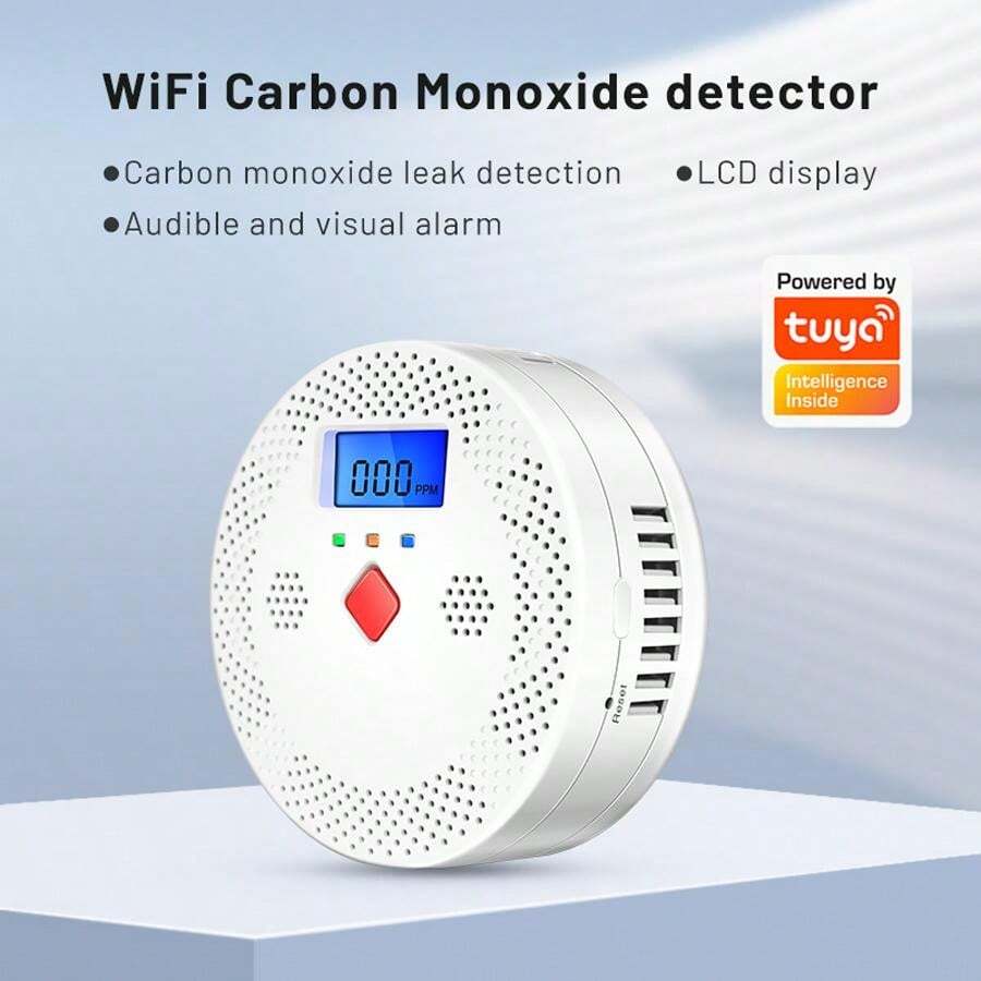 Tuya Smart Rilevatore di Monossido di Carbonio WiFi Intelligente, Allarme 85dB, Display LCD ...