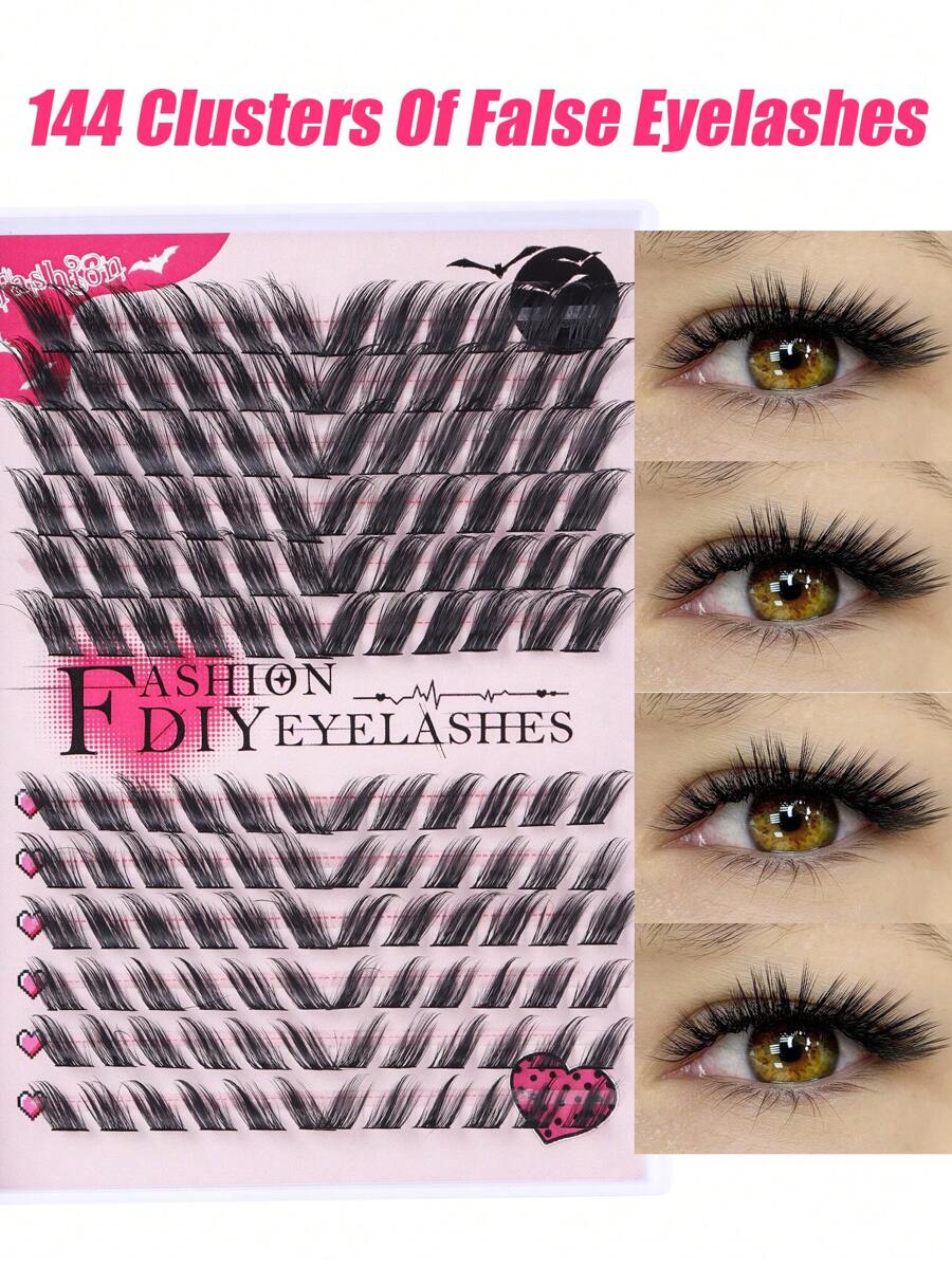 144PCS DIY Eyelash Extension Fox Eye Eyelashes Manga Individual Lashes ...