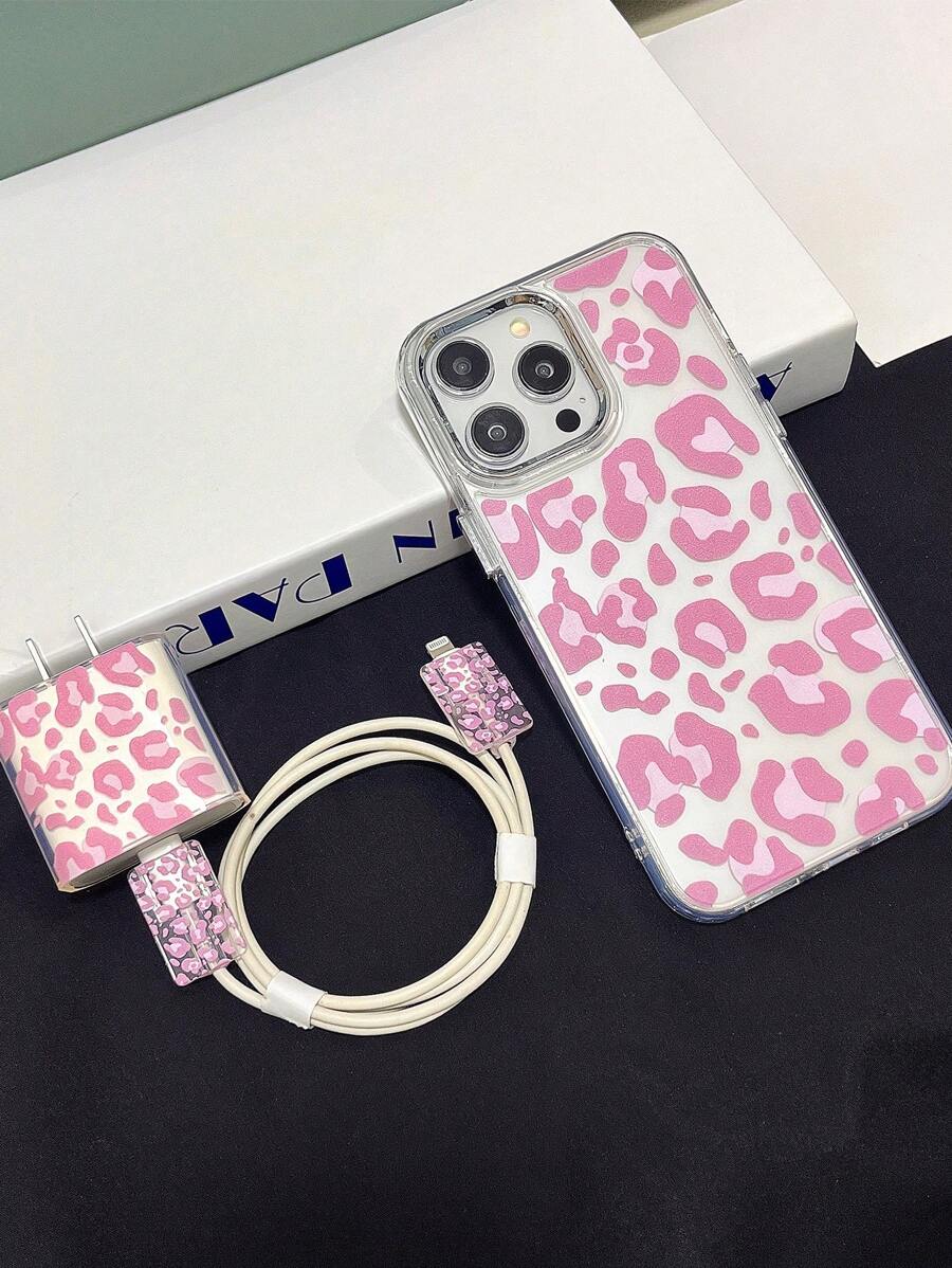 Cheetah Print Apple Tortoise Shell Phone Case Pink Leopard With Large Hollow And Transparent ...