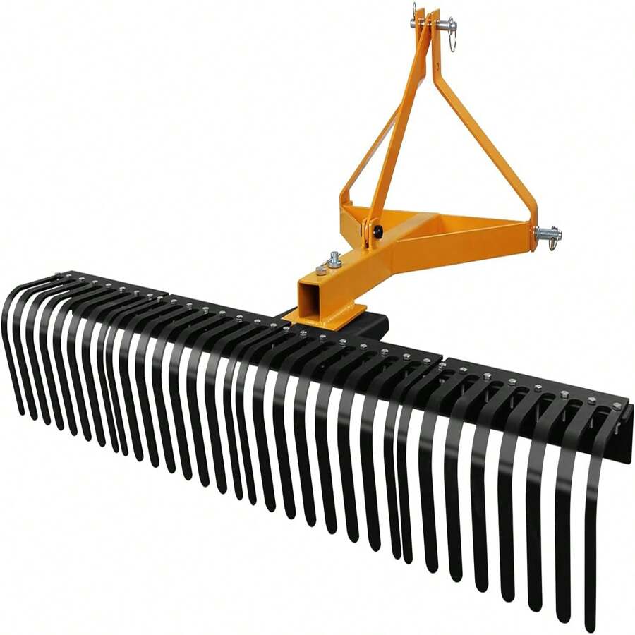Landscape Rock Rake, 3 Point-Attach 5 FT Tow-Behind Tractor Rotatable ...