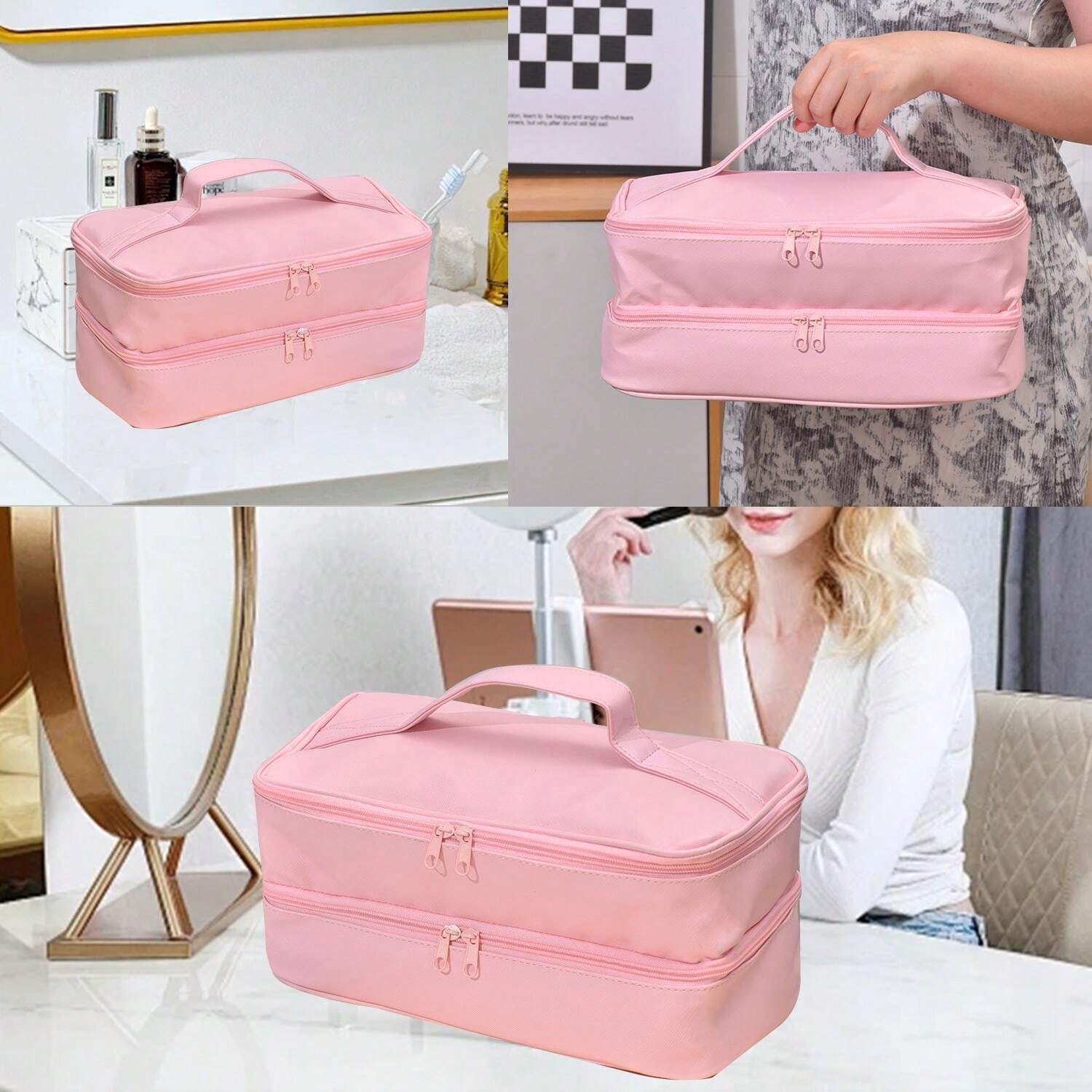 Large Capacity Portable Double Layer Travel Suitcase Hair Kit, Hair ...