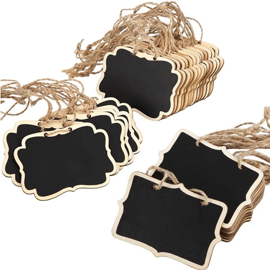 10 Pcs Hanging Chalkboards Mini Board Wooden Plant Labels Herb Signs ...