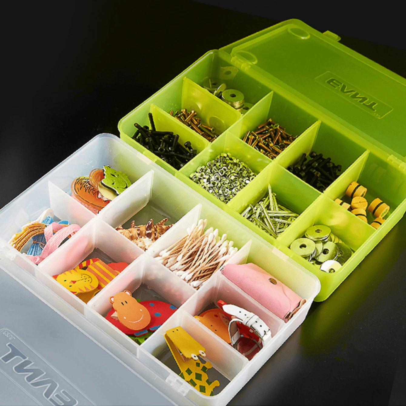 Transparent Plastic Screw Tool Box With Cover And Divided Sections ...