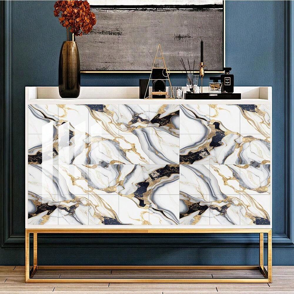 10 PCS Thick White Marble Contact Paper For Countertops Waterproof ...