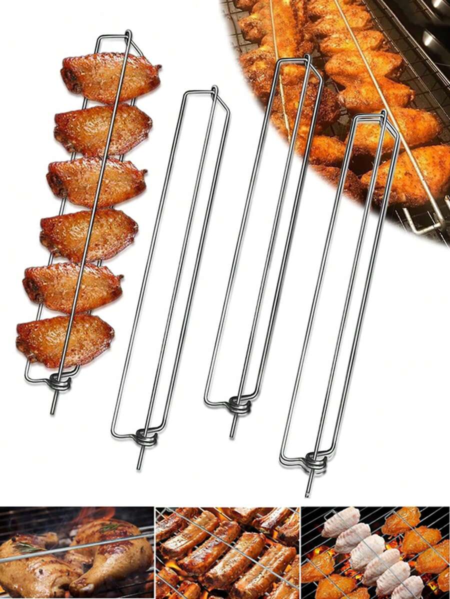 4 Packs Clamping Wing Rails For Grilling Chicken Wings, Wing Rails For ...