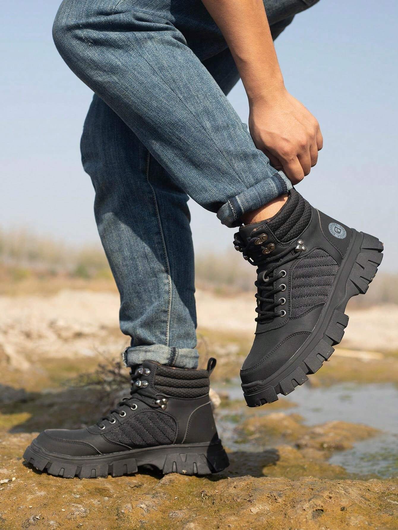 New Large Size Men's High-Top Steel Toe Safety Boots, Comfortable ...