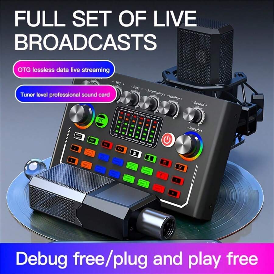 Professional Microphone Sound Card Kit With Condenser Microphone And ...