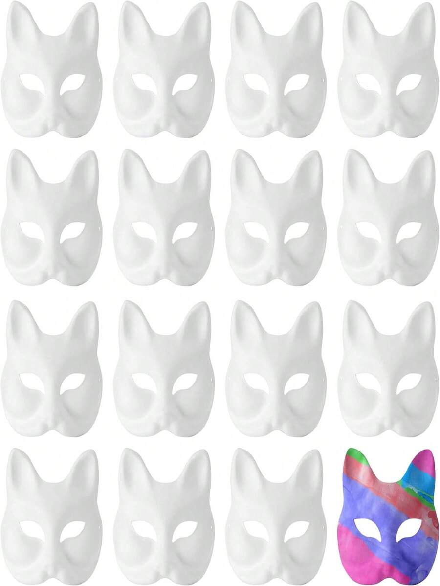 6PCS DIY White Paper Masks Blank Hand Painted Half Face Mask Masquerade ...