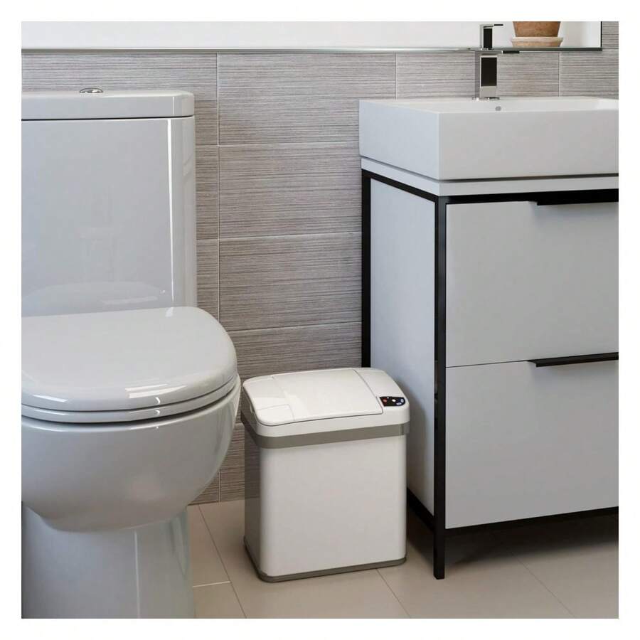 2.5 Gallon Sensor Bathroom Trash Can With AbsorbX Odor Filter And Air ...