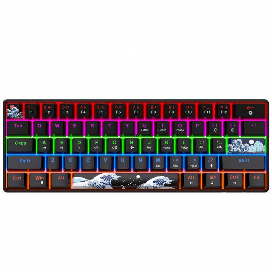 Gaming Keyboard Portable 61 Keys Mechanical Game Keyboard, Blue Switche ...
