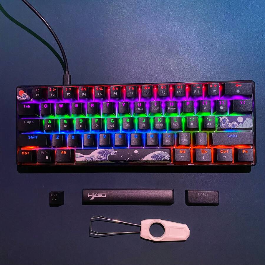 Gaming Keyboard Portable 61 Keys Mechanical Game Keyboard, Blue Switche ...