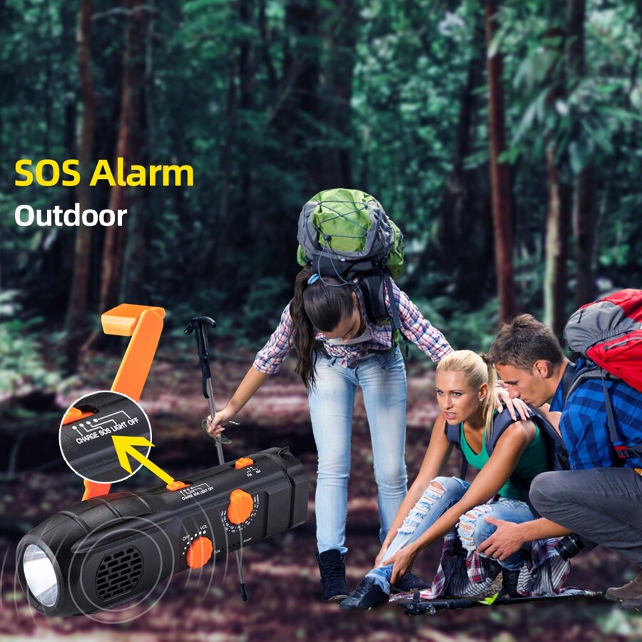 Rádio Dínamo, Lanterna de Emergência com Alarme SOS e Carregador de ...