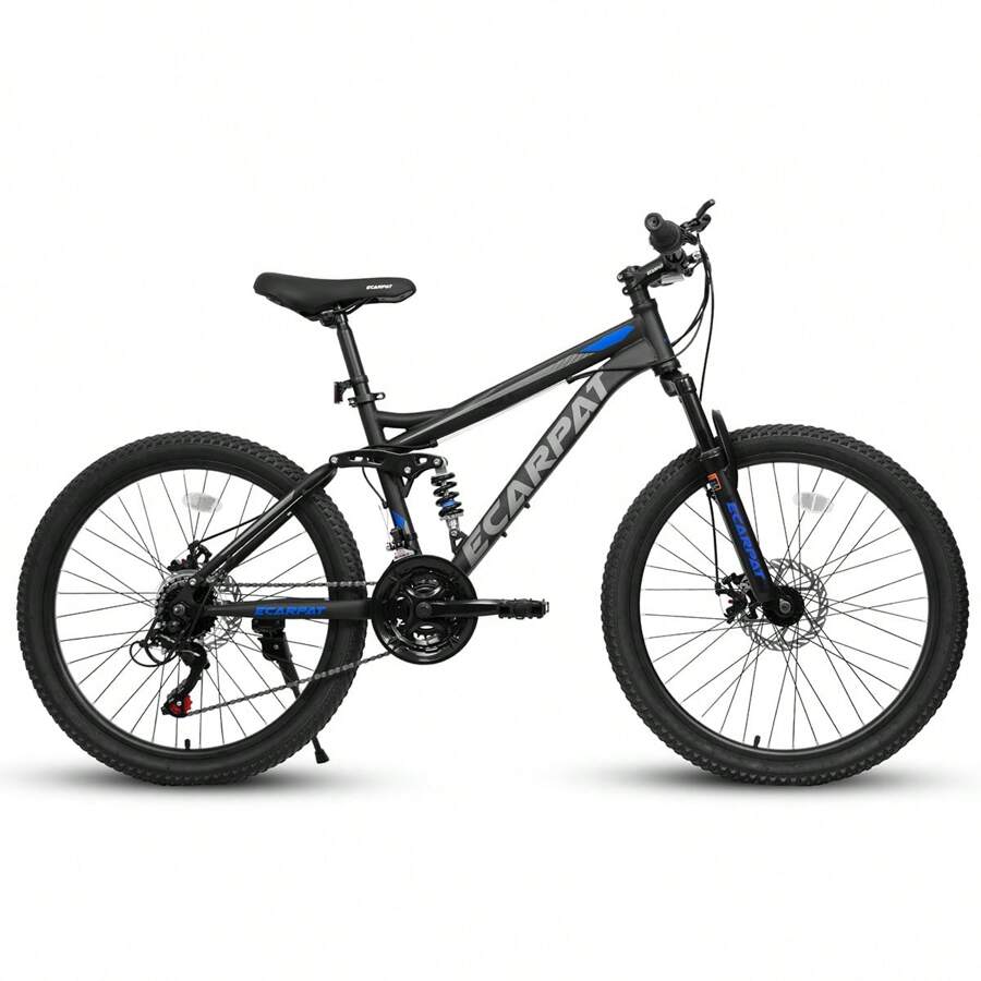 Mountain Bike 24 Inch Wheels, 21-Speed Full Suspension Mens Womens ...