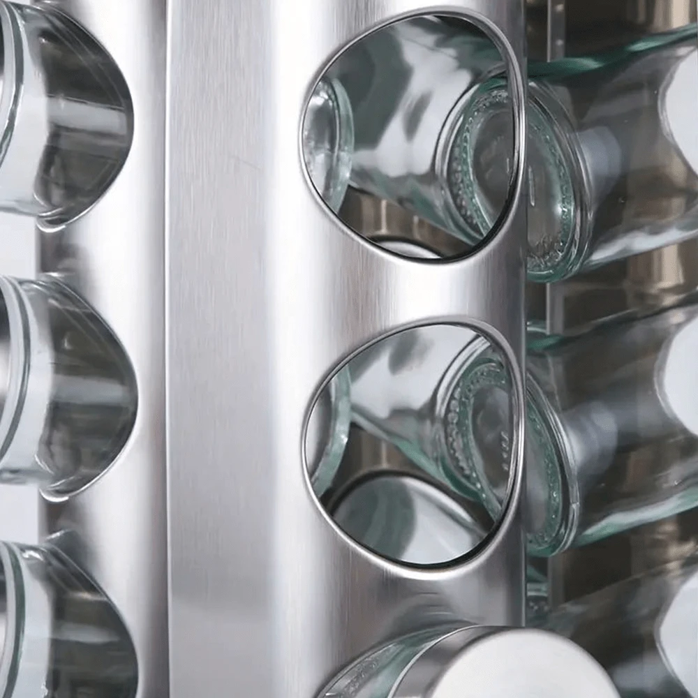Steel Spice Rack Square Revolving Stainless Space Saving Kitchen ...