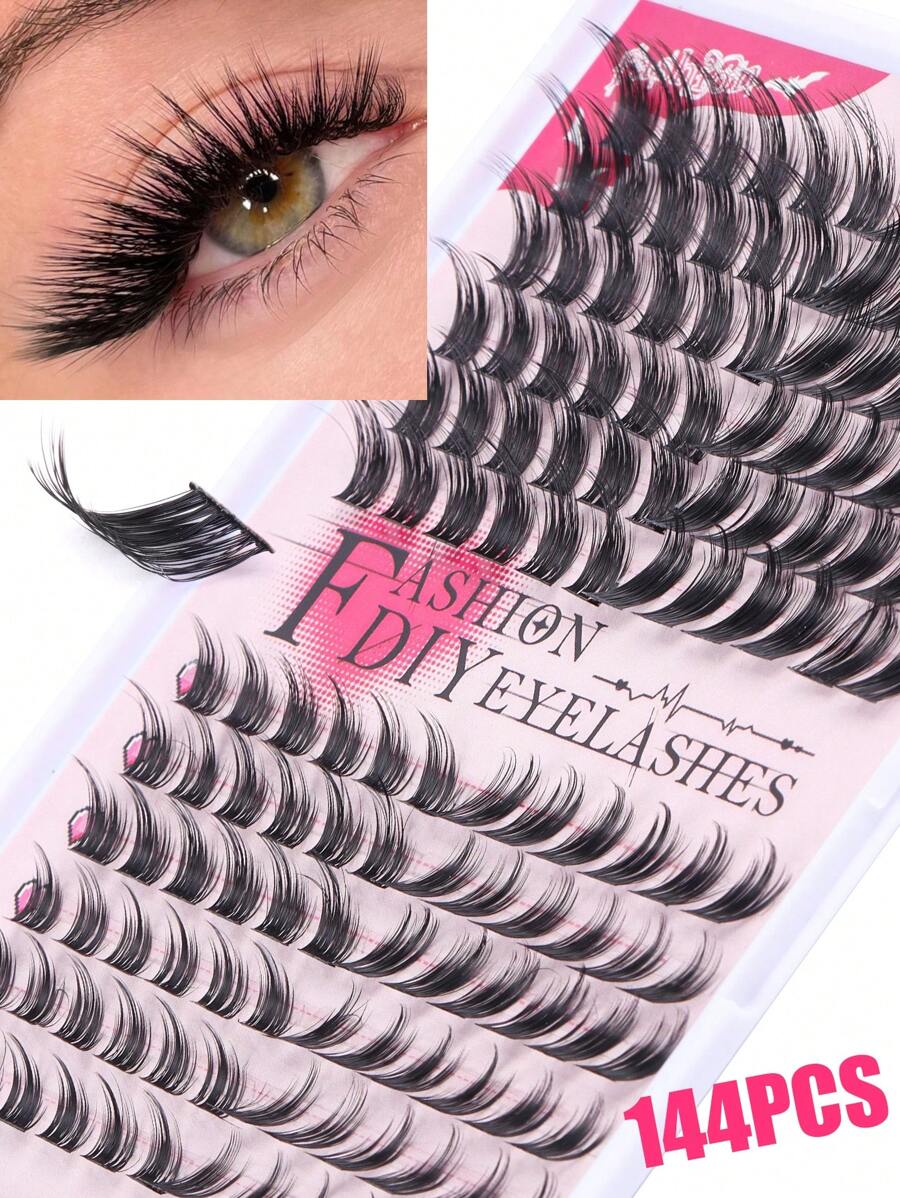 144PCS DIY Eyelash Extension Fox Eye Eyelashes Manga Individual Lashes ...
