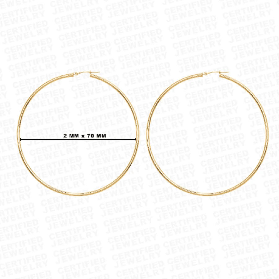 14K Gold BIG Round Hoop Earrings Snap Closure, Extra Large Classic ...