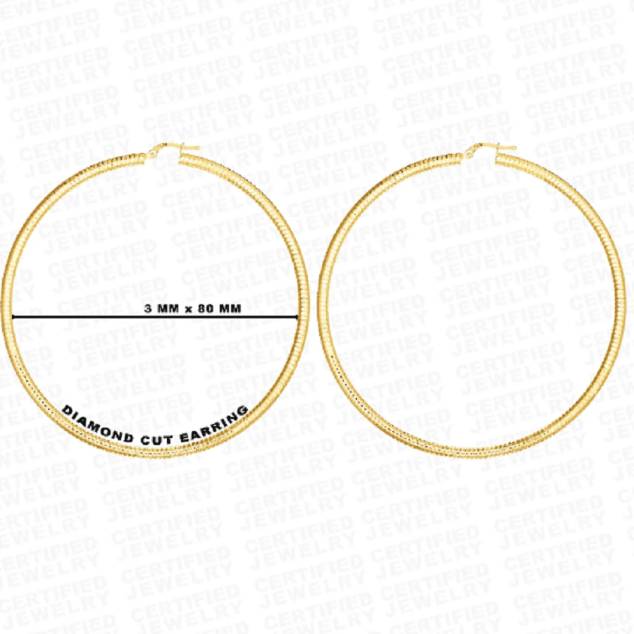 14K Gold BIG Round Hoop Earrings Snap Closure, Extra Large Classic ...