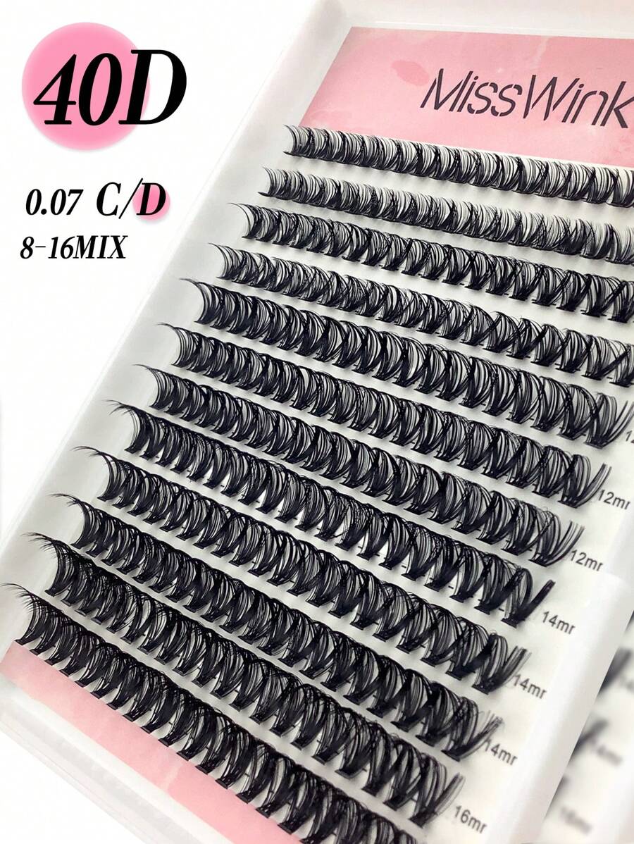 Miss Wink 40D Natural Soft Curl Eyelashes, 8-16mm Mixed 0.07mm C/D ...