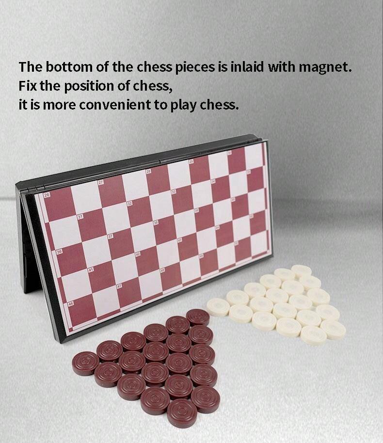 Foldable Magnetic International Checkers Game Set In Portable Box ...