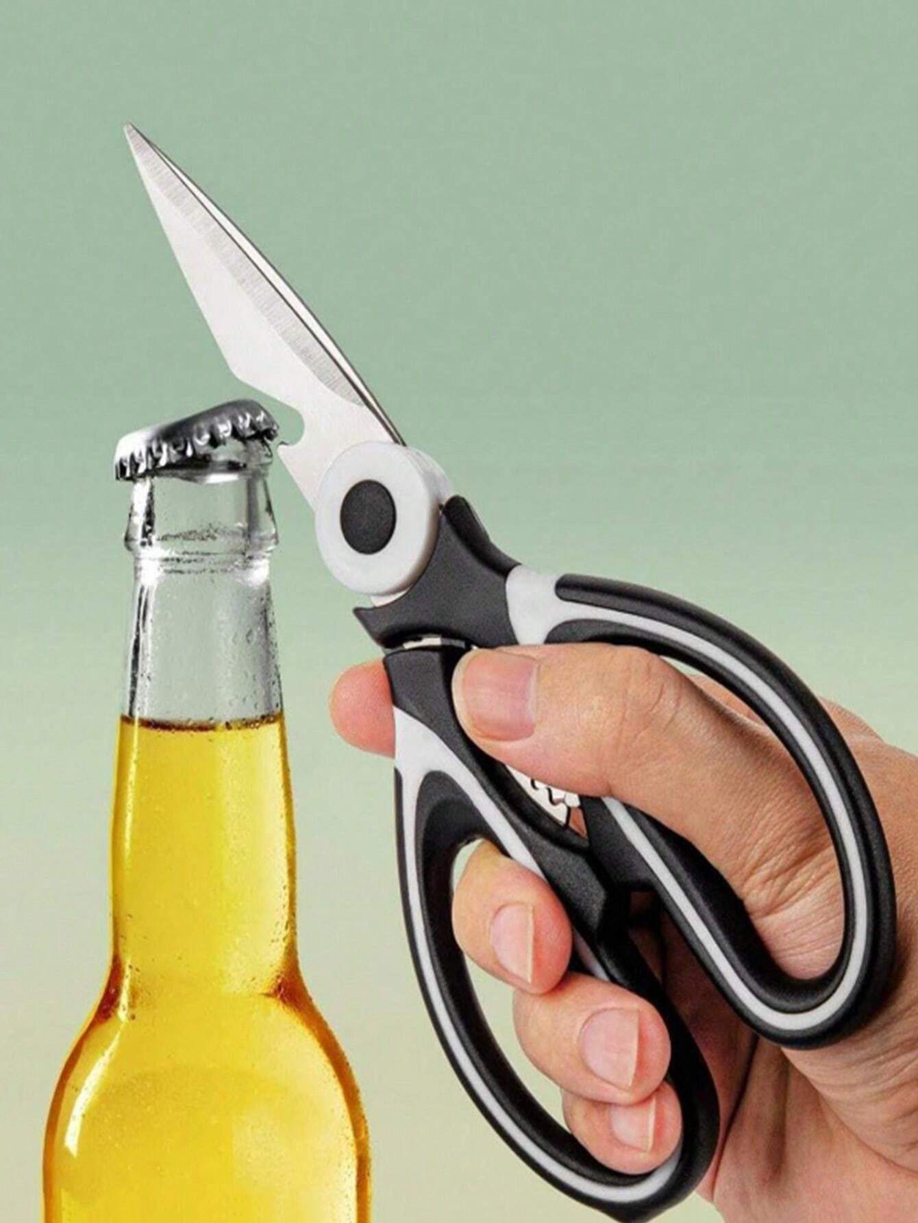 1pc Black & White Stainless Steel Kitchen Scissors, Multifunctional ...