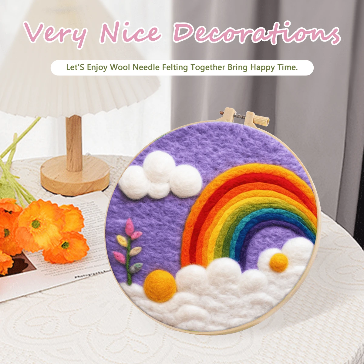 1 Pack Starry Sky Pattern Needle Felt Starter Set Wool Felting Painting ...