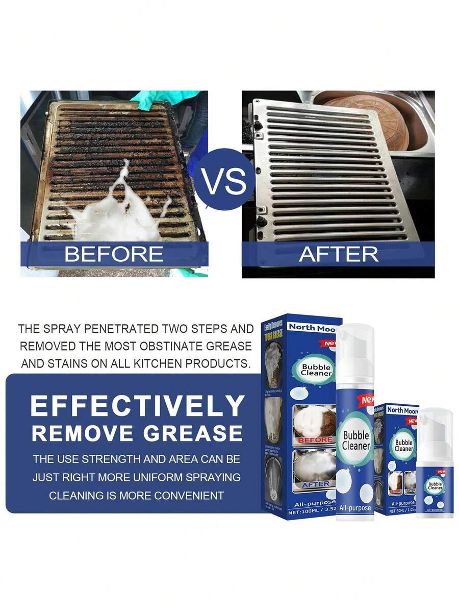 1 Bottle (100ml) Grease Foam Rust Remover Cleaner, For Cleaning Heavy ...