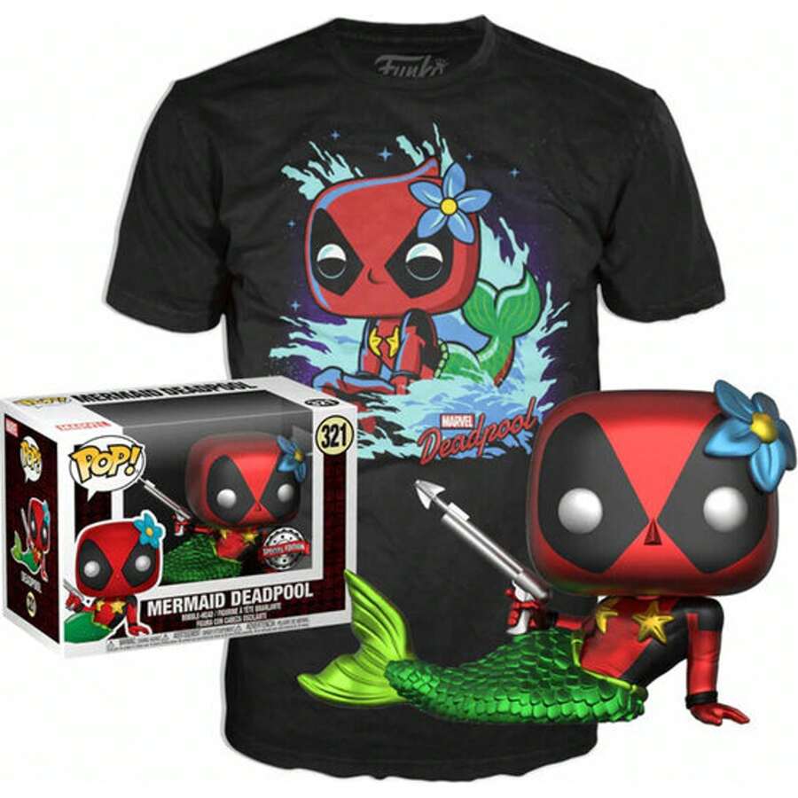Funko | CONJUNTO DE FIGURAS POP & TEE MARVEL DEADPOOL MERMAID EXCLUSIVE ...