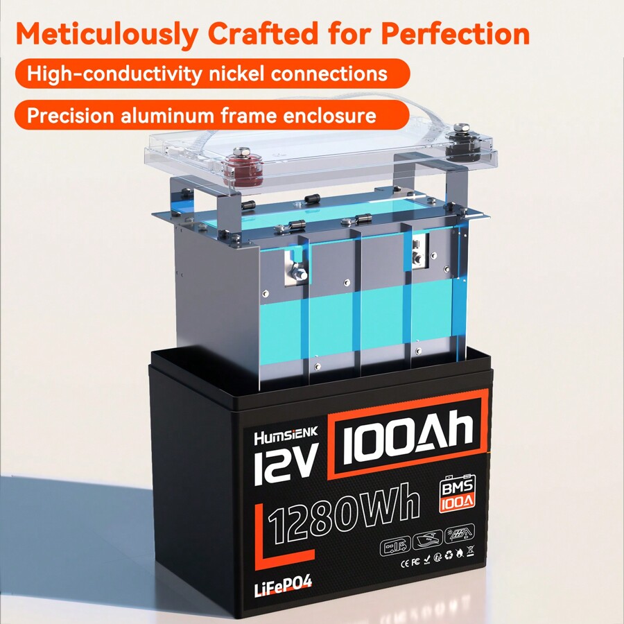 Humsienk Humsienk 12V 100Ah LiFePO4 Battery BCI Group 24 Lithium Battery, Deep Cycle Battery ...