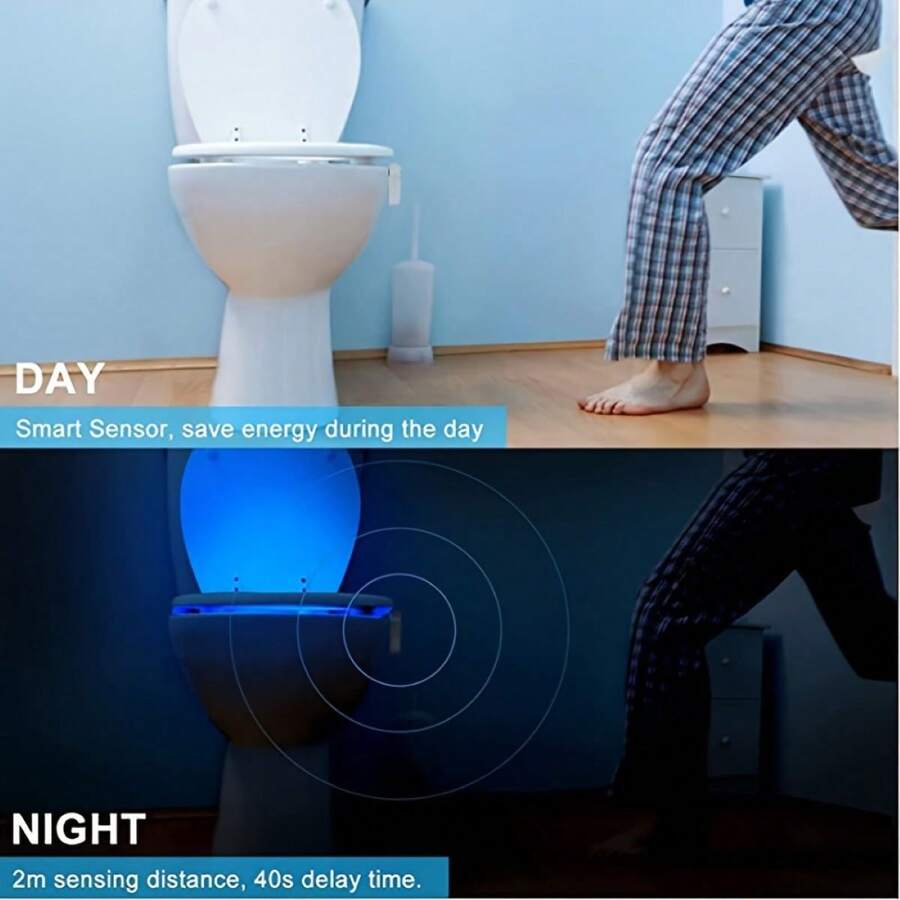 1/2pcs Color Changing LED Toilet Night Light - Motion Activated, 8/16 ...
