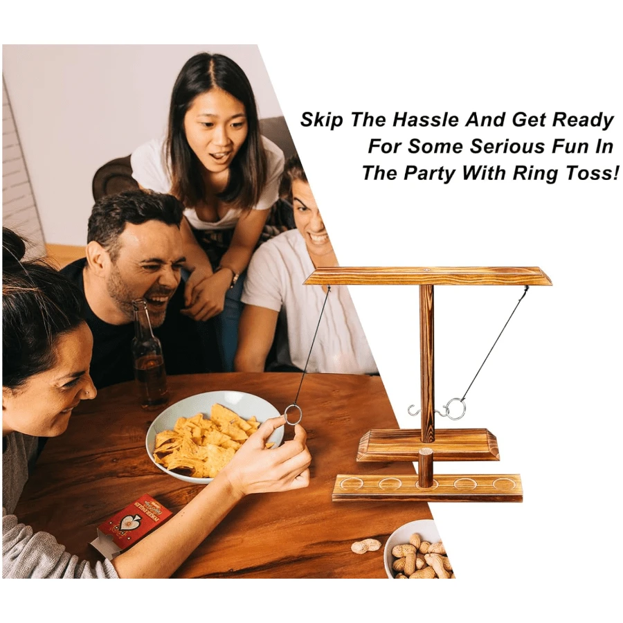 Ring Toss Games For Adults, Hook And Ring Game With Shot Ladder, Table Top Hook Game, Handmade ...
