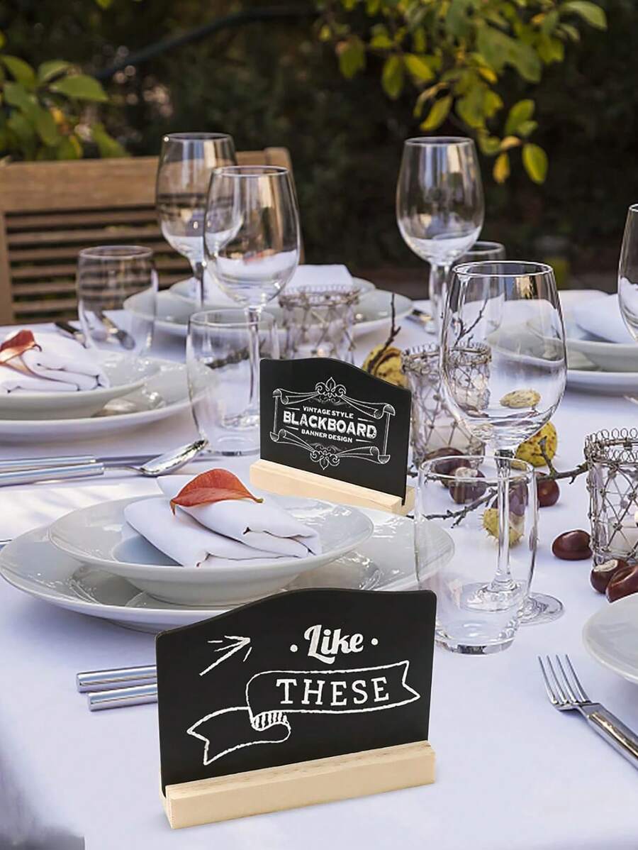 10pcs Wooden Mini Chalkboard Signboards With Stand, Place Cards, Small ...