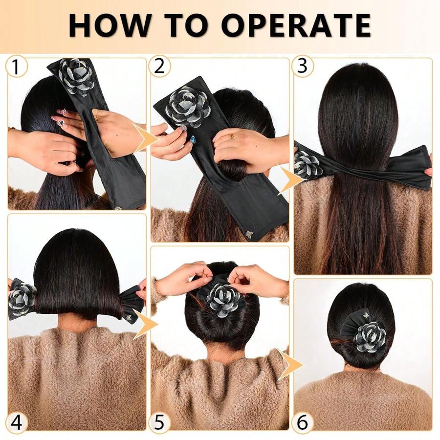 3PCS Hand Embroidered Flowers Deft Bun Hair, Lazy Hair Curler Deft Bun ...