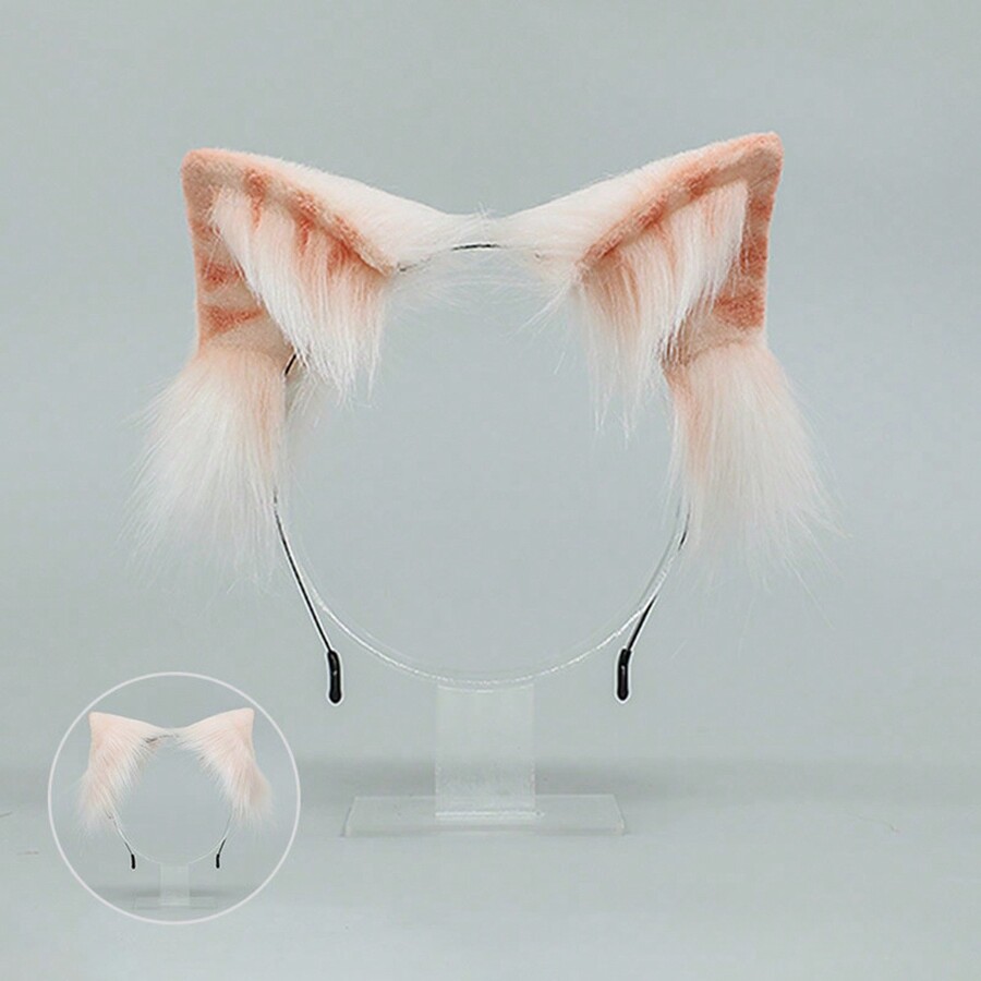 Cat Ears Tail Set Plush Animal Ears Hairbands Furry Fox Ears Headband ...
