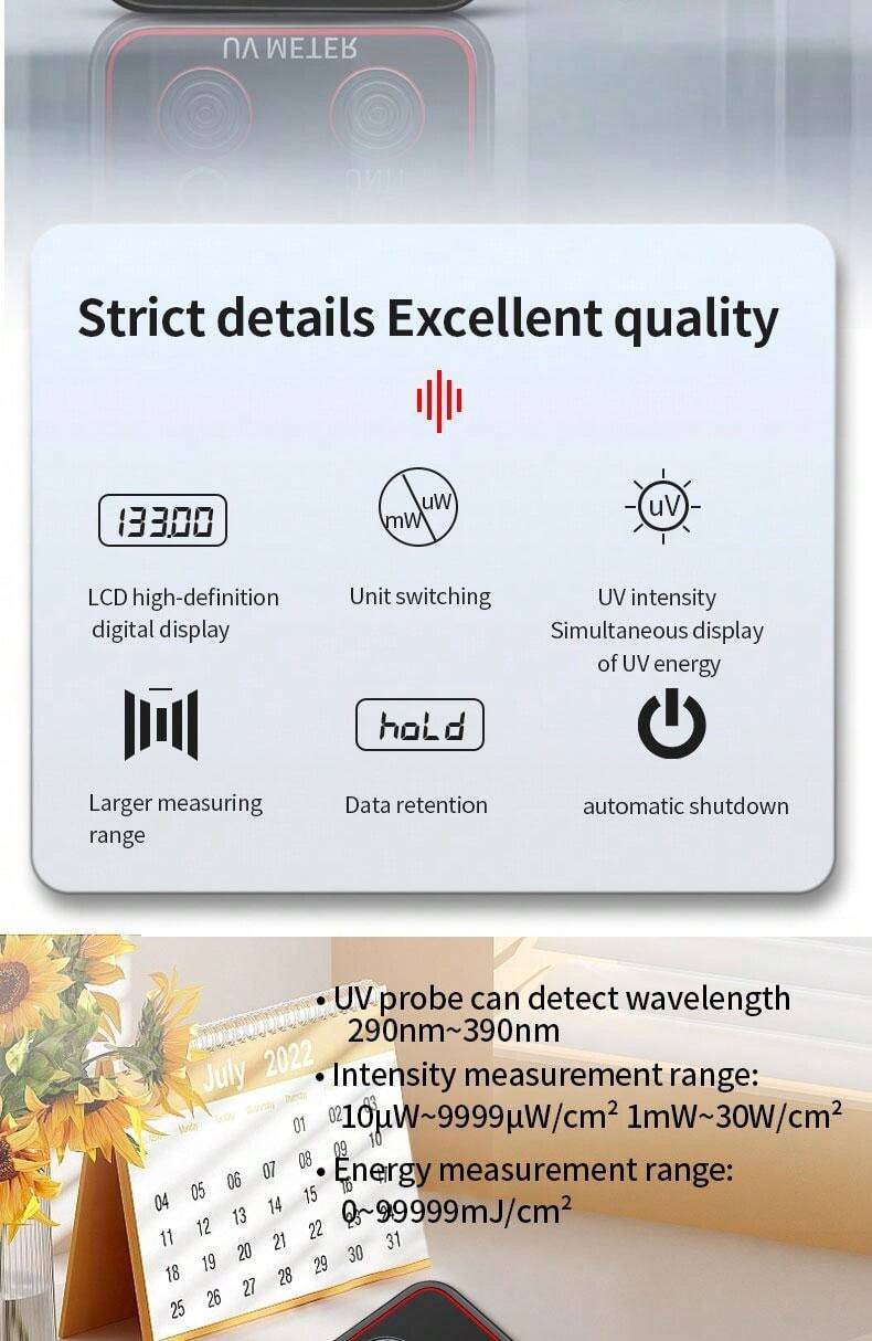 SK-8203 UV Illuminance Meter New In Measure IR Rejection UV Blocking ...