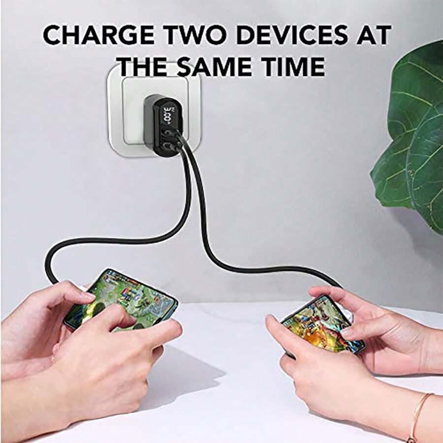 1 Pack Fast Charging Kit, USB A+C Dual Port LED Voltage Display Charger ...