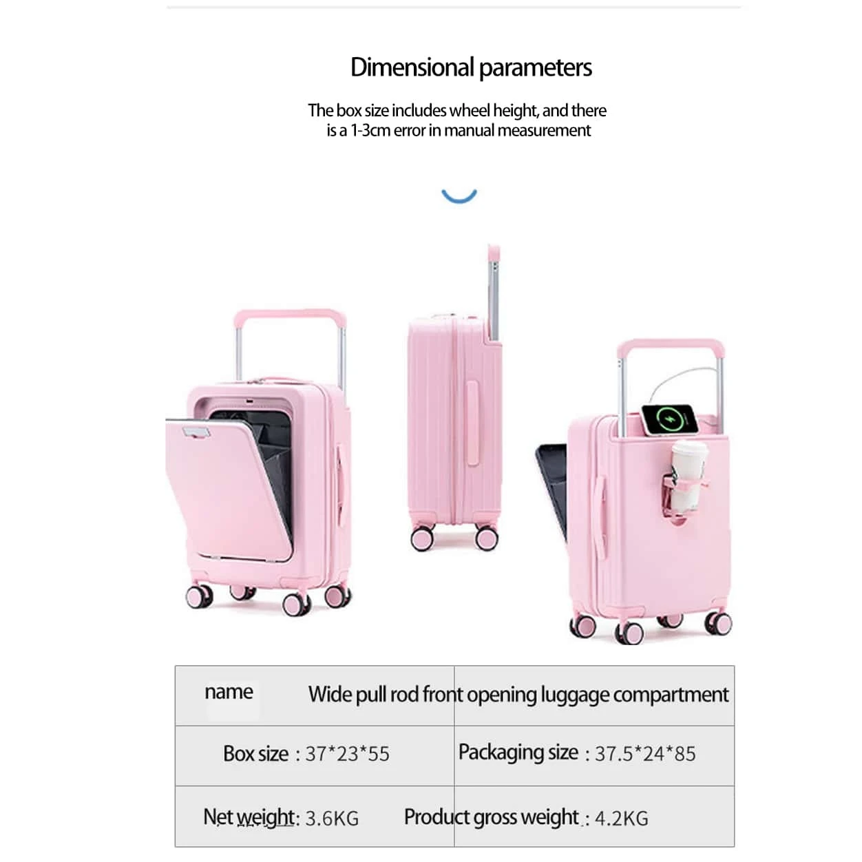 24-Inch Wide-Body Rolling Luggage With Front Accessory Pocket And ...