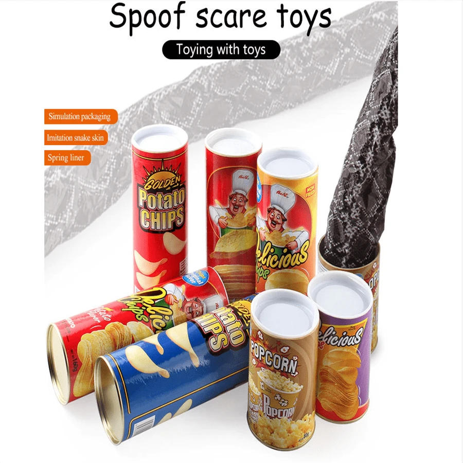 1pc Prank Scare Box Snake In A Potato Chips Can Jumping Snake Toy ...