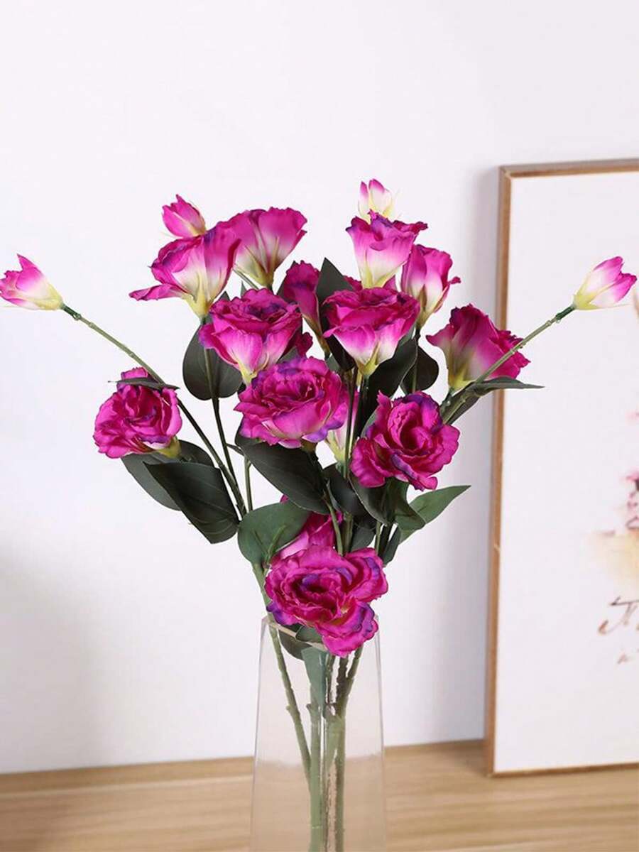 3Pcs Roses Eustoma Artificial Silk Flower European Fake Flore For Home ...